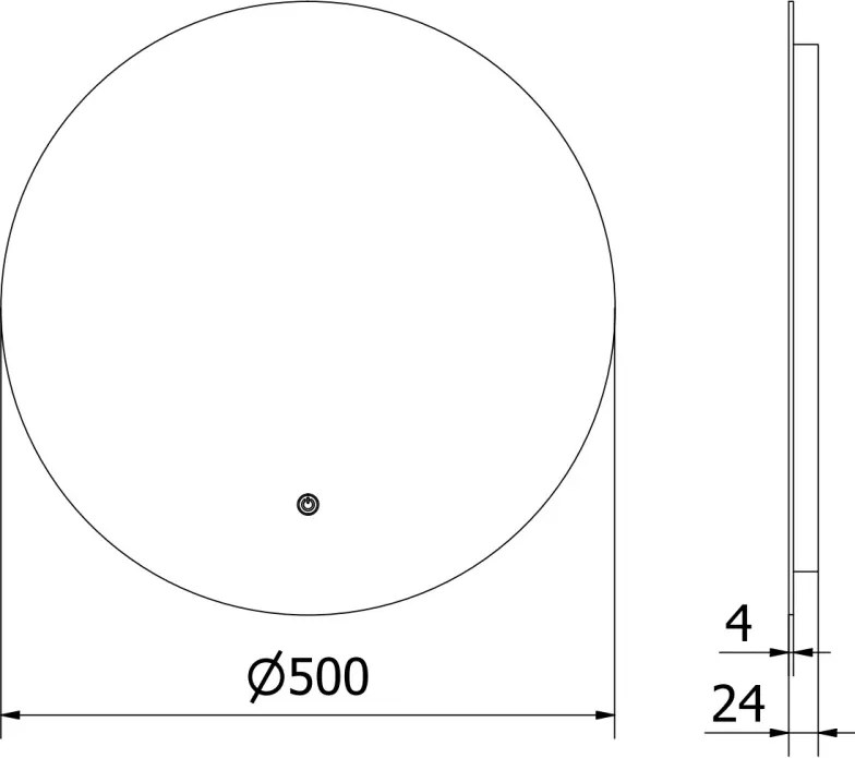 Mexen Erg kulaté podsvícené koupelnové zrcadlo, 50 cm, LED 6000K, proti zamlžování - 9823-050-050-611-00