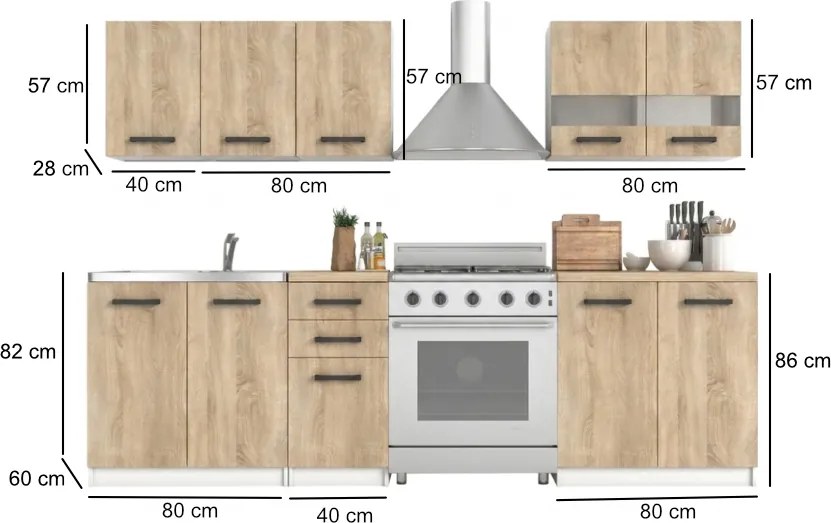 TPS Kuchyňská sestava BONE 200 cm - Dub Sonoma