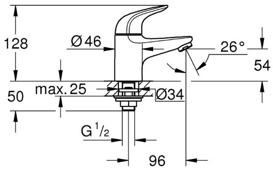 Grohe Swift Umyvadlový ventil na studenou vodu, chrom 20617001