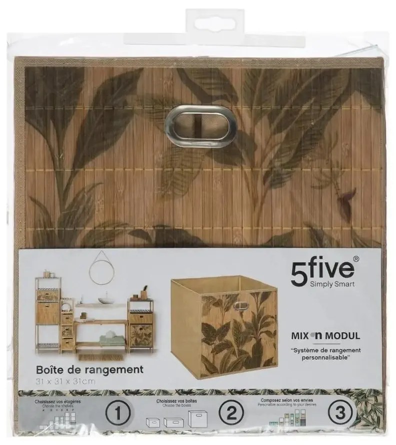 Úložný box Bamboo Flower, 31x31x31 cm, hnědá