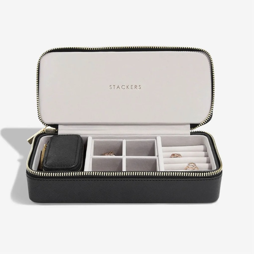 Stackers, Velká cestovní šperkovnice Black Large Zipped Jewellery Box | černá 75392