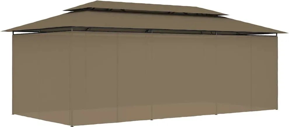 Altán se závěsy 600 x 298 x 270 cm taupe 180 g/m² 312247
