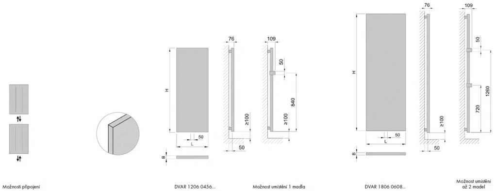 Isan Variant Photo 1206 x 456 mm koupelnový radiátor