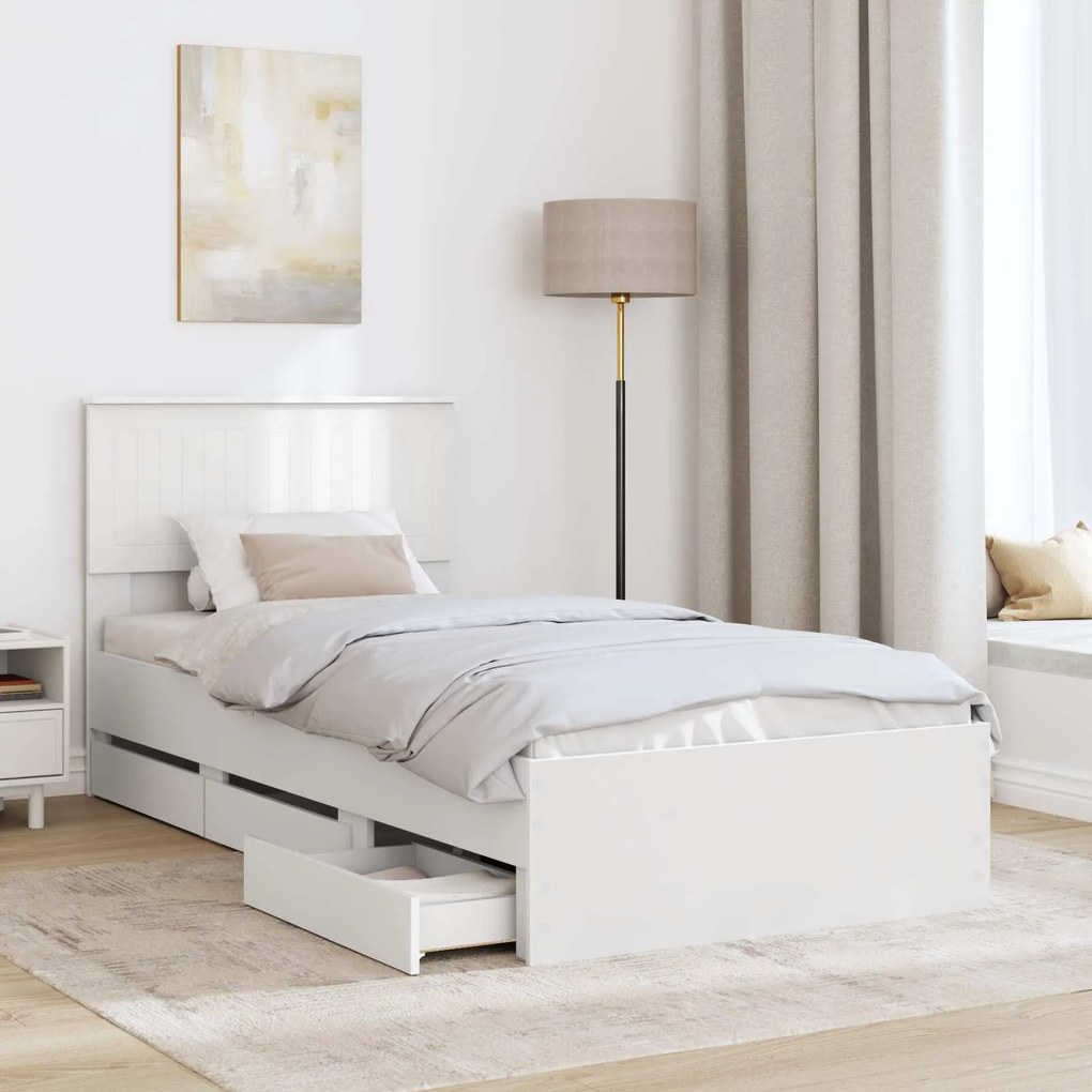 Rám postele se zásuvkou Bílá 90 x 200 cm Inženýrské dřevo 3410742