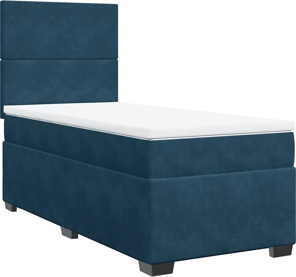 Box spring postel s matrací modrá 80 x 200 cm samet 3293060