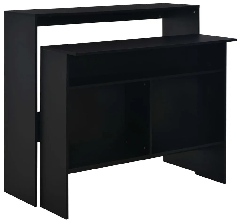 Barový stůl se 2 stolními deskami černý 130 x 40 x 120 cm 280218