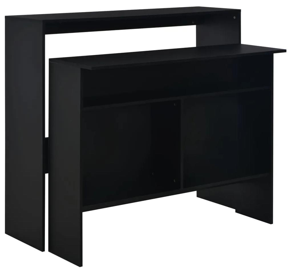 280218 vidaXL Barový stůl se 2 stolními deskami černý 130 x 40 x 120 cm