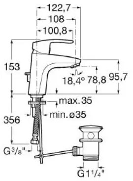 Roca A5A3098C00 - Umyvadlová baterie + výpusť MONODIN 15,3 cm lesklý chrom