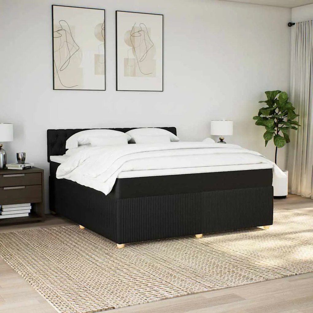 Box spring postel s matrací černá 180x200 cm textil 3287544