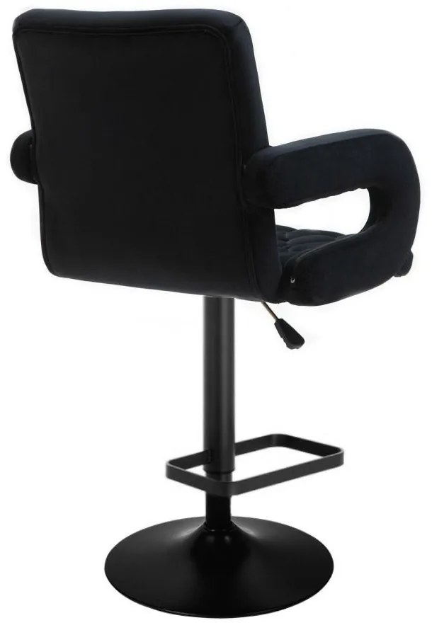 LuxuryForm DESIGN Barová židle BOSTON VELUR na černé kulaté podstavě - černá