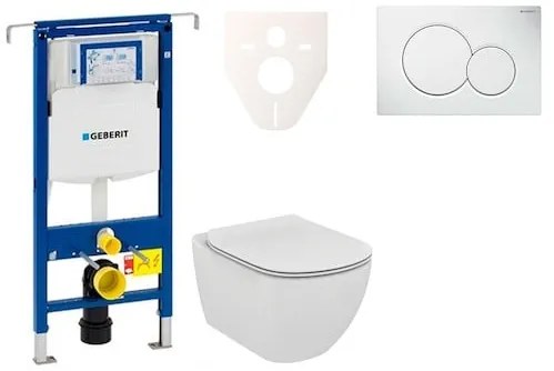 Cenově zvýhodněný závěsný WC set Geberit do lehkých stěn / předstěnová montáž+ WC Ideal Standard Tesi 111.355.00.5NE1