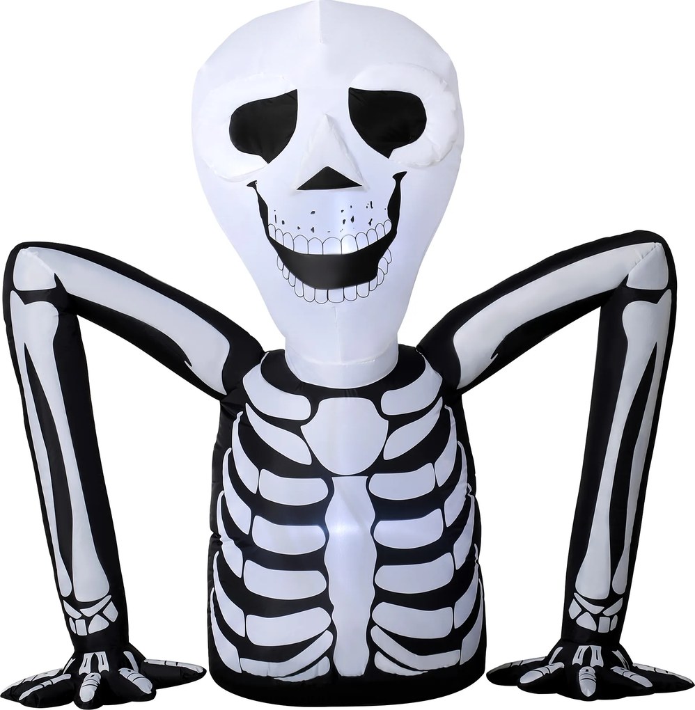 Outsunny Nafukovací Halloween kostlivec, vylézající ze země, s LED světly, strašidelná dekorace pro vnitřní i venkovní použití