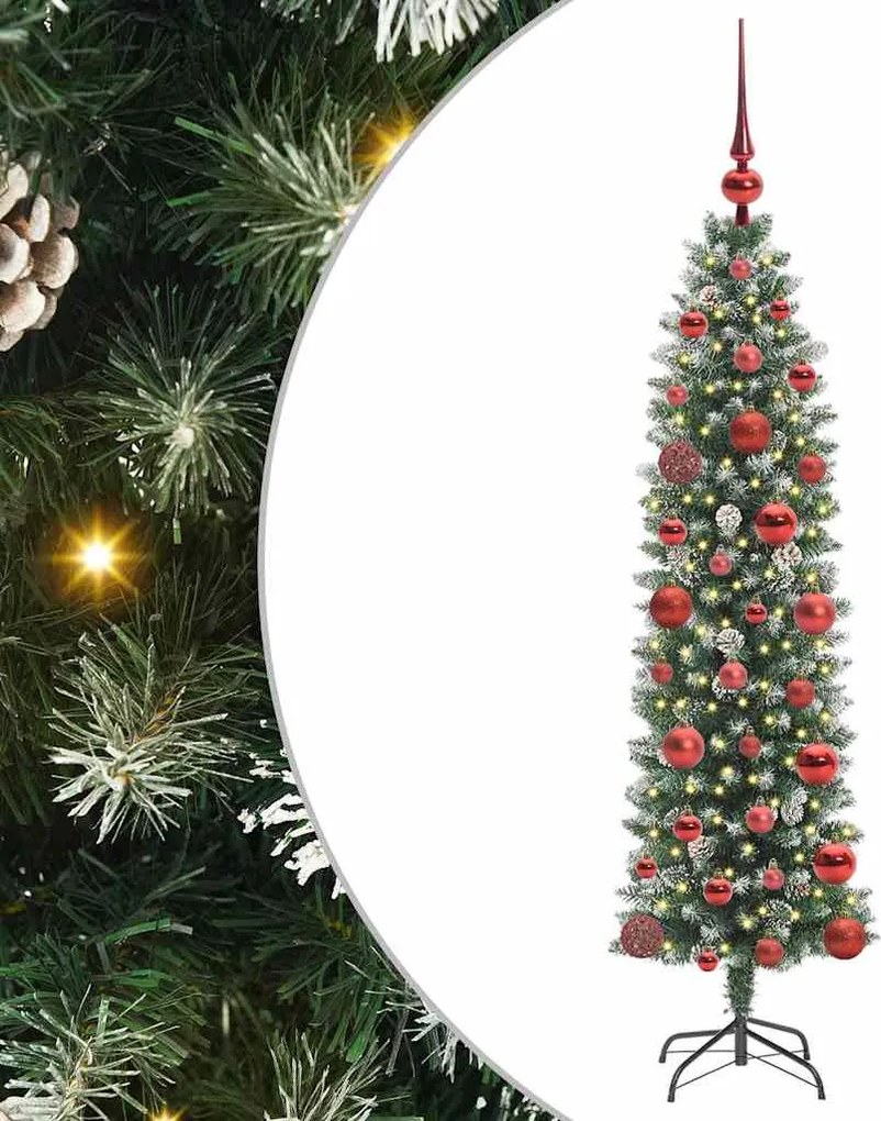 Umělý štíhlý vánoční strom Zelená a bílá 120 cm 3395269
