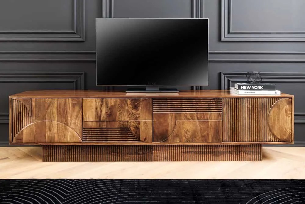 Designový TV stolek Movement 200 cm hnědé mango