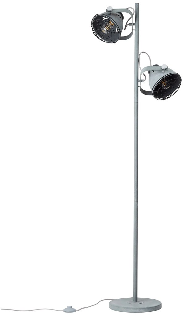 Brilliant 98942/70 CARMEN - Šedá stojací industiální lampa 2 x E27, výška 161cm