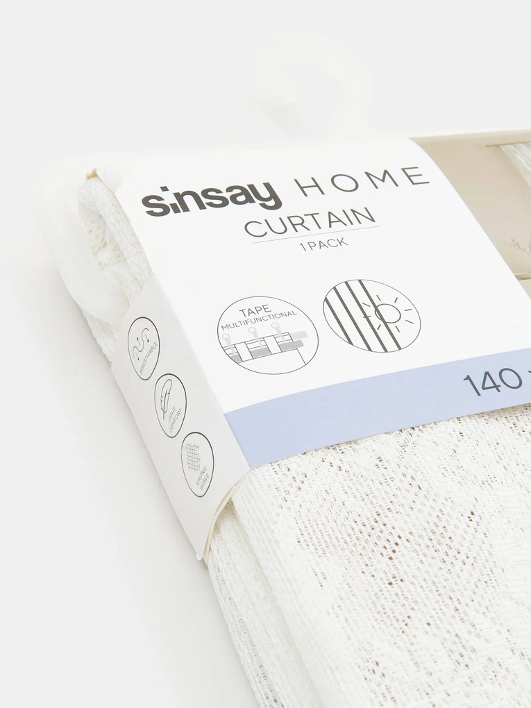 Sinsay - Krajková záclona na řasící pásce s květinovým vzorem - bílá