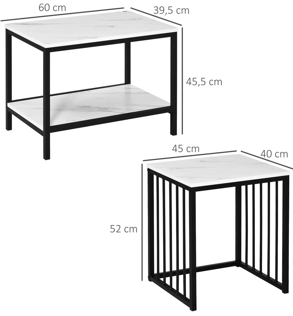 HOMCOM konferenční stolek sada 2 stolků, konferenční stolek, konferenční stolek, konferenční stolek, rozkládací stolek v moderním designu, stolek do …
