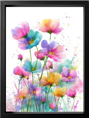 Barevná louka - obraz - Jemné květiny v akvarelovém stylu 43 - 40 x 50 cm - 499 Kč