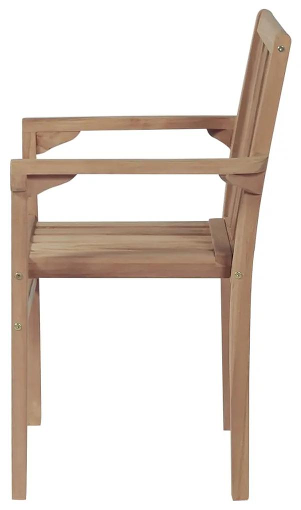 Stohovatelné zahradní židle s poduškami 4 ks masivní teak,  3073395