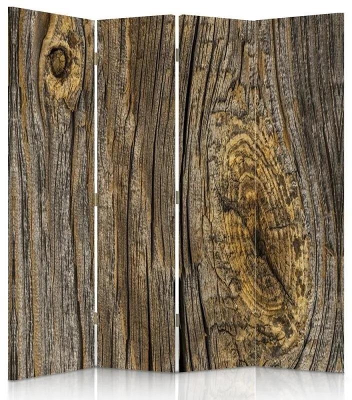 Ozdobný paraván, Uzlové desky - 145x170 cm, čtyřdílný, klasický paraván