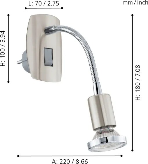 Eglo 902366 - LED Svítidlo do zásuvky MINI 1xGU10/2,8W/230V matný chrom