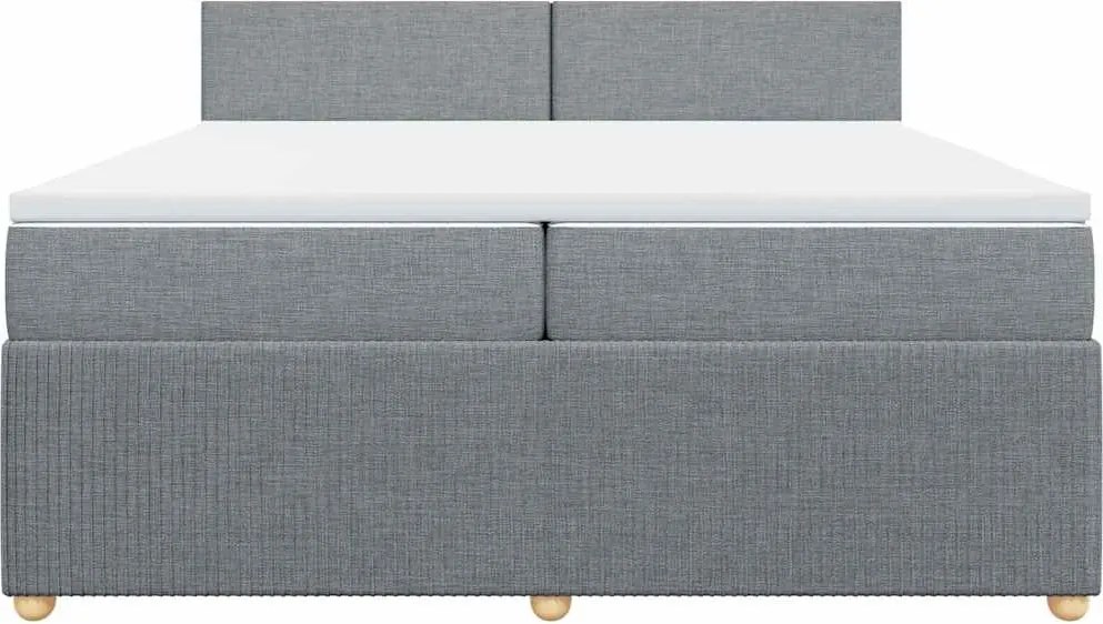 Box spring postel s matrací světle šedá 200 x 200 cm textil 3287556
