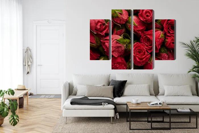 Vícedílný obraz Růže S Kapkami Vody Nedostatek Nedostatek Přírodní plátno 200x150