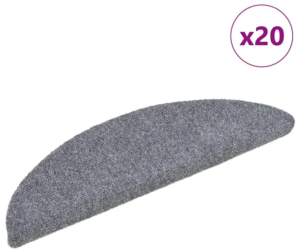 Schodové rohože samolepicí 20 ks 56 x 17 x 3 cm světle šedé půlkulaté 3365670