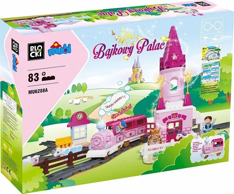 Blocki Mubi stavebnice Vláček - pohádkový zámek typ LEGO DUPLO 83 dílů se světlem a zvukem