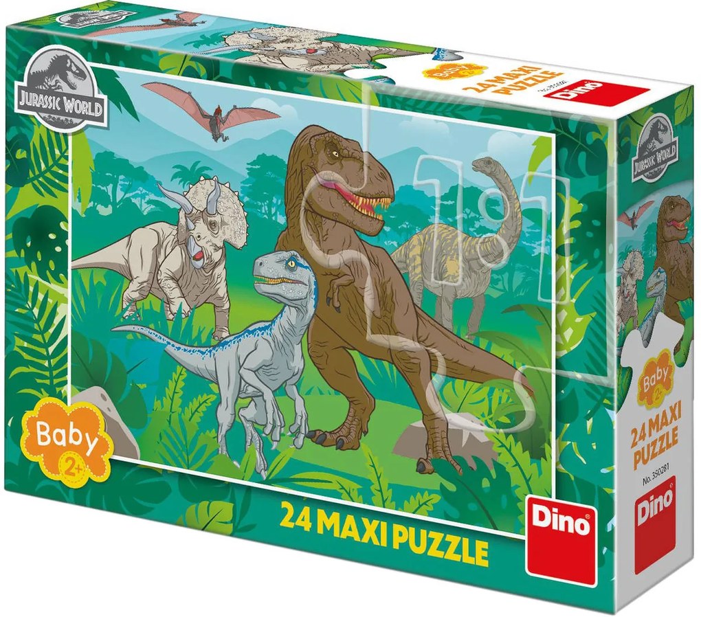 DINO Puzzle Jurský svět (Jurassic World) 66x47cm baby skládačka maxi 24 dílků dn350281