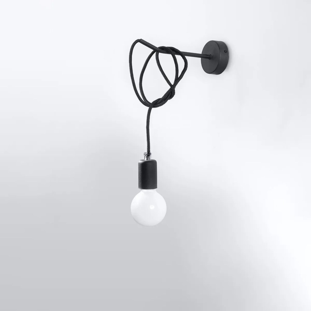 Nástěnné svítidlo Edison, černé tělo svítidla