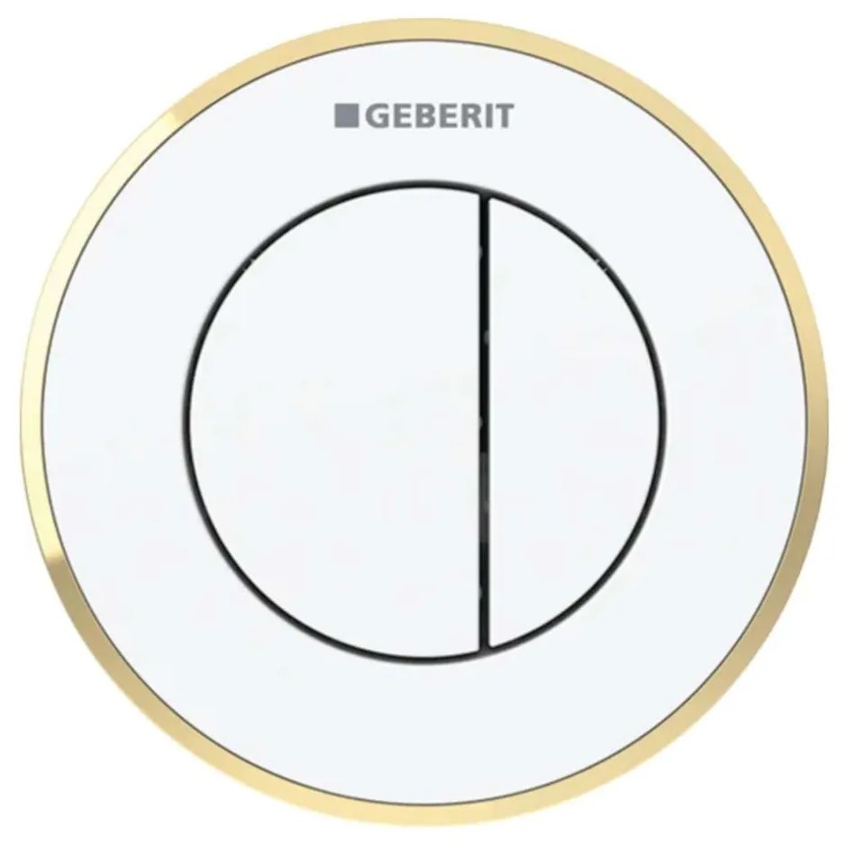 Geberit - Oddálené ovládání splachování typ 10, 2-činné, pro nádržku pod omítku 8 cm, bílá/zlatá 116.056.KK.1