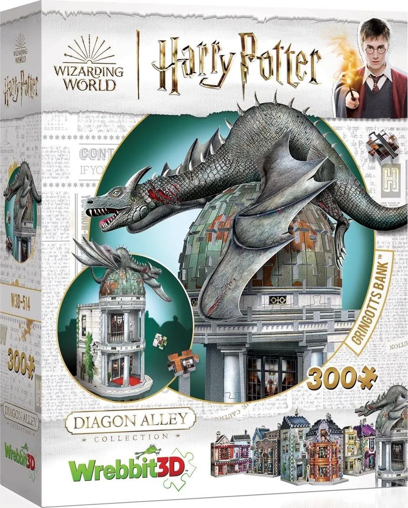 3d puzzle wrebbit 3d puzzle harry potter: gringottova banka 300 dílků