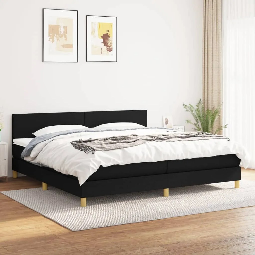 Box spring postel s matrací černá 200x200 cm textil 3140483