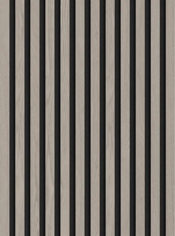 Mexen Lam-F, akustické stěnové lamely 275 × 30 cm, plstěný podklad 8 mm, technická dýha, dub popelavý, S105-275307-3015-005