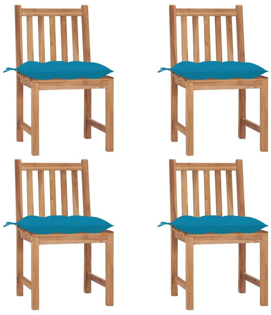 Zahradní židle 4 ks s poduškami masivní teak 3073107