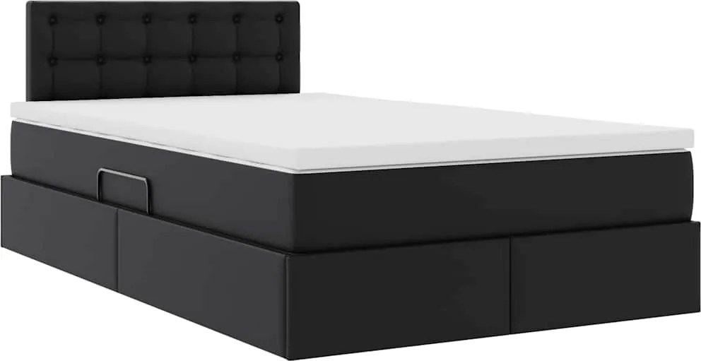 Postel s úložným prostorem a matrací s čelo Černá 120 x 200 cm 3370389