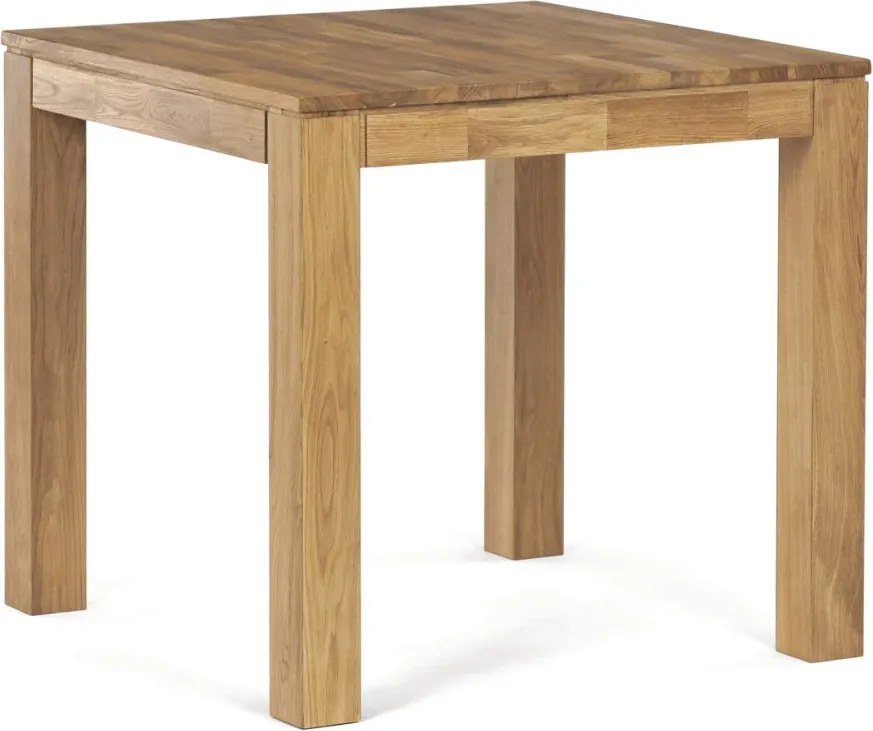 Jídelní stůl 80x80x75 cm, povrchová úprava olejem, nohy 8x8 cm, masiv dub bílý