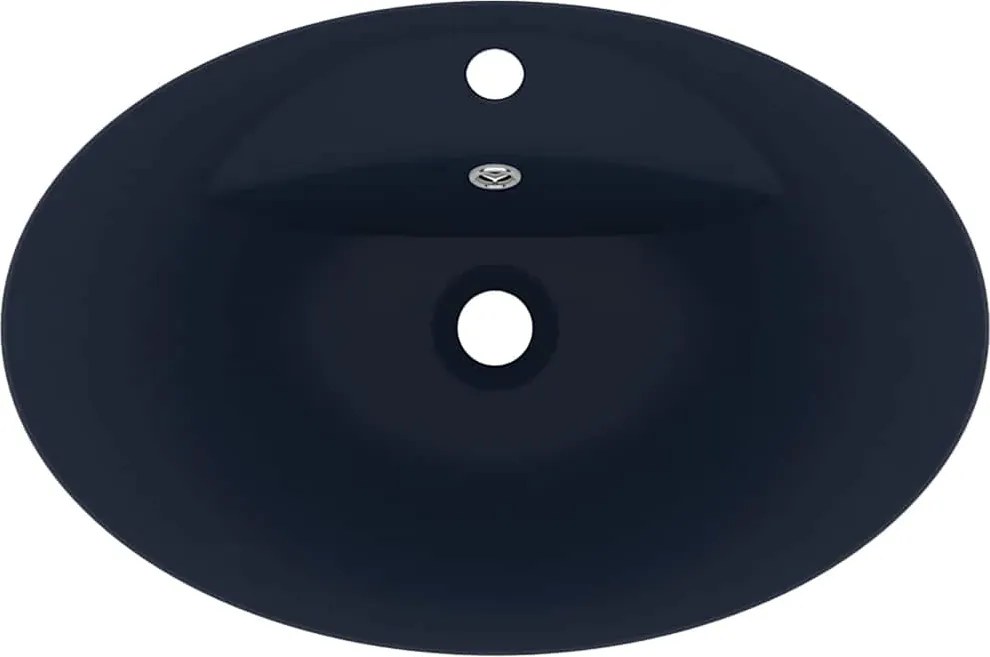 Luxusní umyvadlo přepad oválné tmavě modré 58,5x39 cm keramika 146935