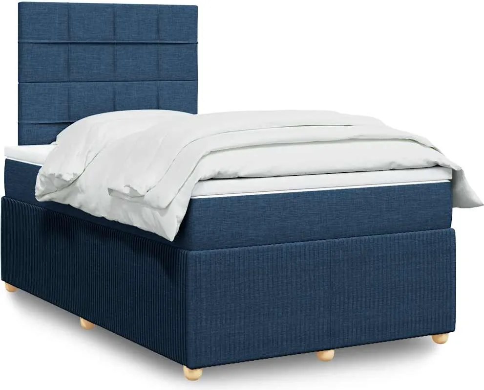 Box spring postel s matrací modrá 120x200 cm textil 3294329