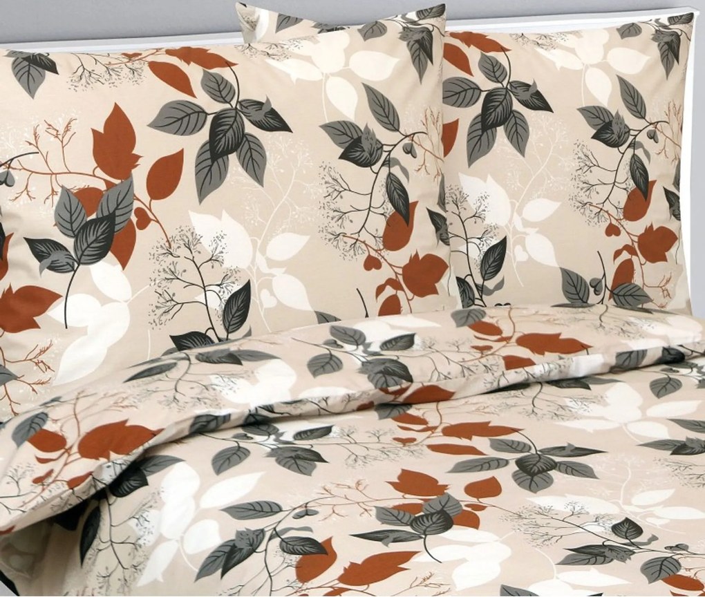 Bavlněné povlečení Oranžová,Šedá,Béžová 90/807 - 140x220, 70x90 cm