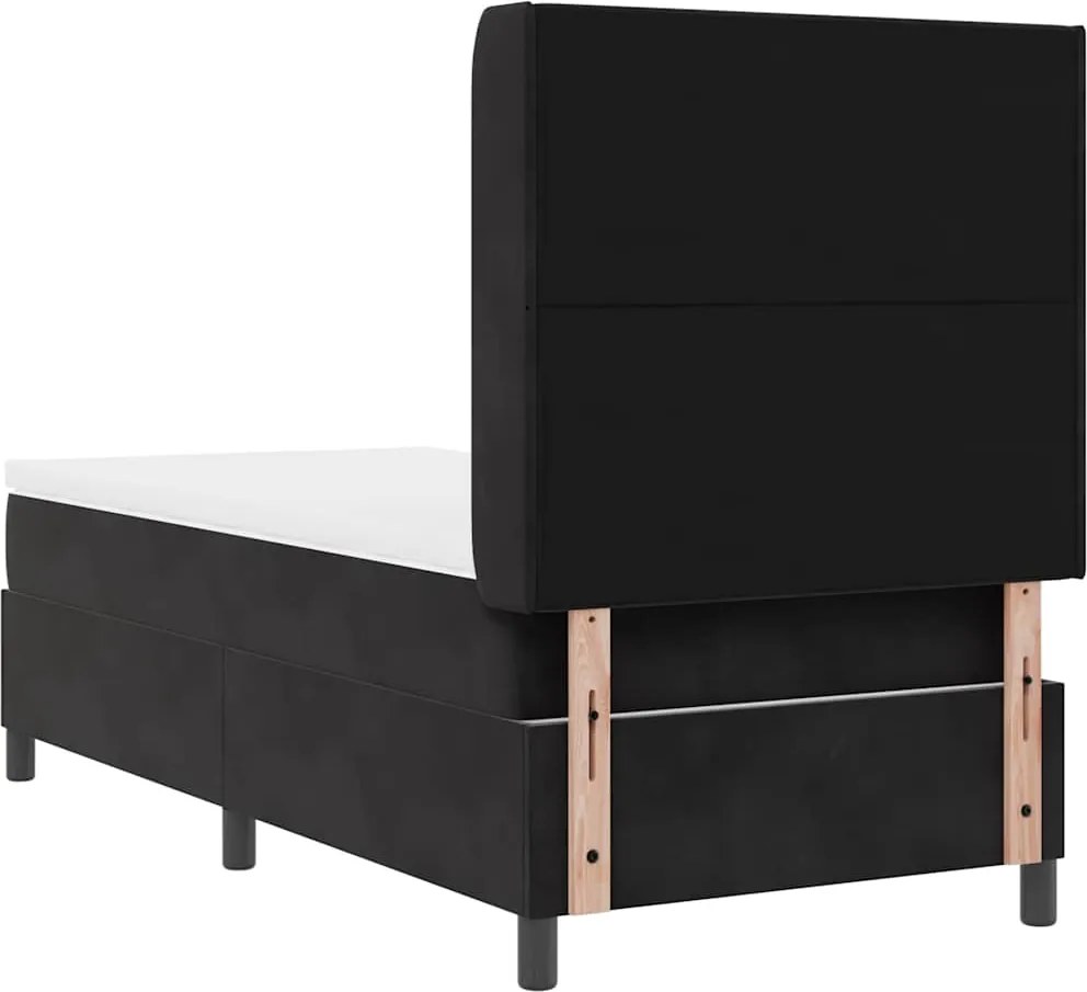 Postel s boxspringem s čelo Černá 90 x 190 cm samet 3341986