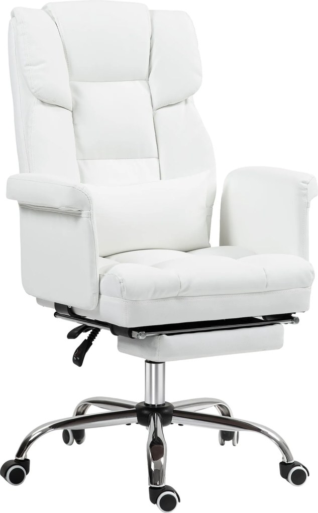 HOMCOM Kancelářská židle, ergonomická otočná židle s funkcí sklonu, bederním polštářem, výškově nastavitelná počítačová židle s opěrkou nohou, pro dom