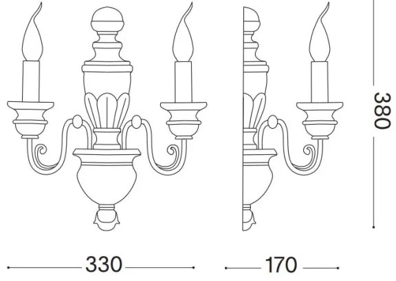 Ideal Lux - Nástěnná lampa FIRENZE 2xE14/40W/230V zlatá
