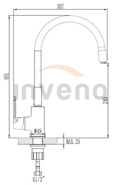 Invena JOGA BZ-32-L02-C Dřezová baterie, bílá - Invena