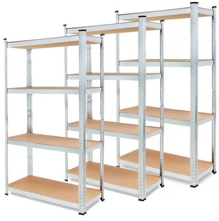 Fistar AKCE - Balíček : 3x Regál 1500x700x300 mm kovový zinkovaný 4-policový, nosnost 700 kg