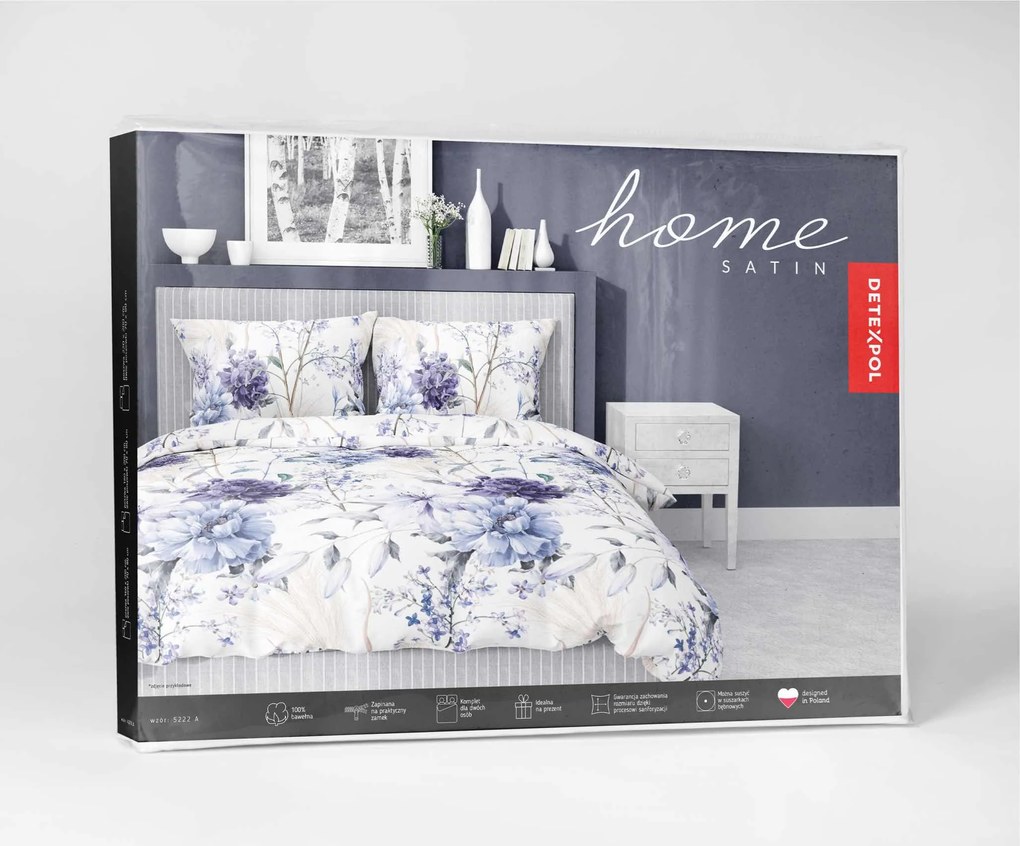 Detexpol Saténové povlečení 140x200 akvarelové květy v levandulových odstínech 5222 A Home Satin 41
