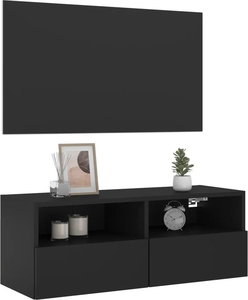 vidaXL Nástěnná TV skříňka 80x30x30 cm kompozitní dřevo [836870] Barva: Černá