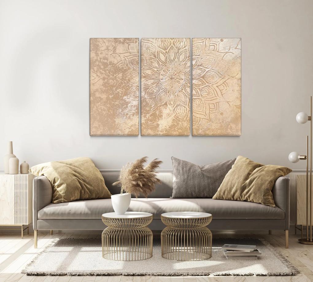 Malvis ® Třídílný obraz Zlatá kamenná mandala Velikost (šířka x výška): 120x80 cm