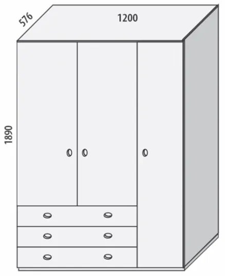 Domestav - DOMINO Skříň šatní kombinovaná velká hloubka 576 buk cink, mořený
